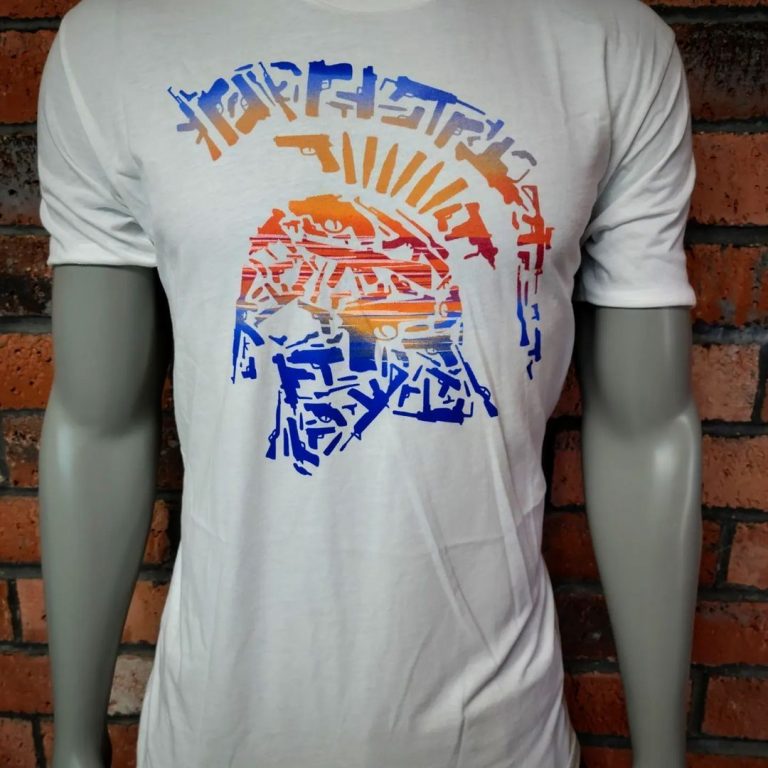 Tactical Spartan Helmet Tactical Shit White T-Shirt-Sunset Camo - Sig ...