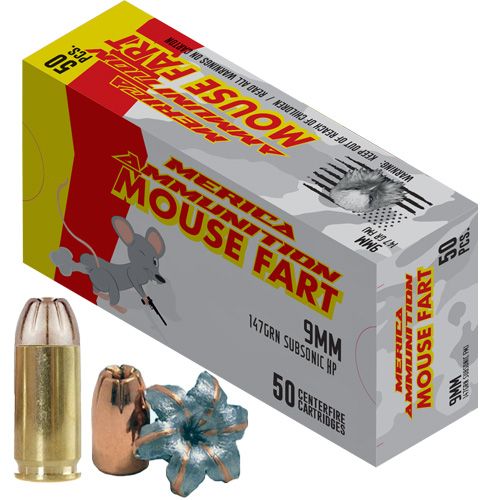 Merica Ammunition “Mouse Fart” 9mm Subsonic 147gr HP Hollow Point ...